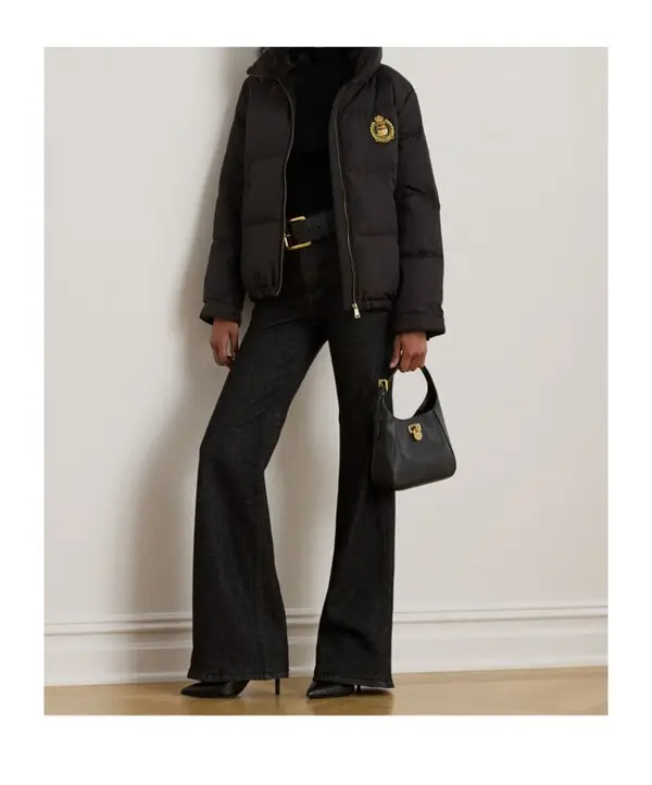 Ralph Lauren Quilted Leather Puffer Jacket With Stand Collar