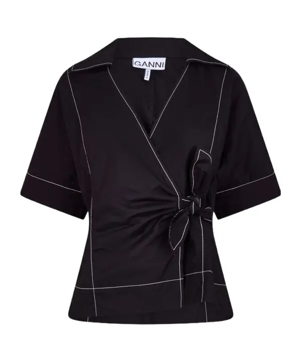 GANNI Wrap Blouse With Drawstring