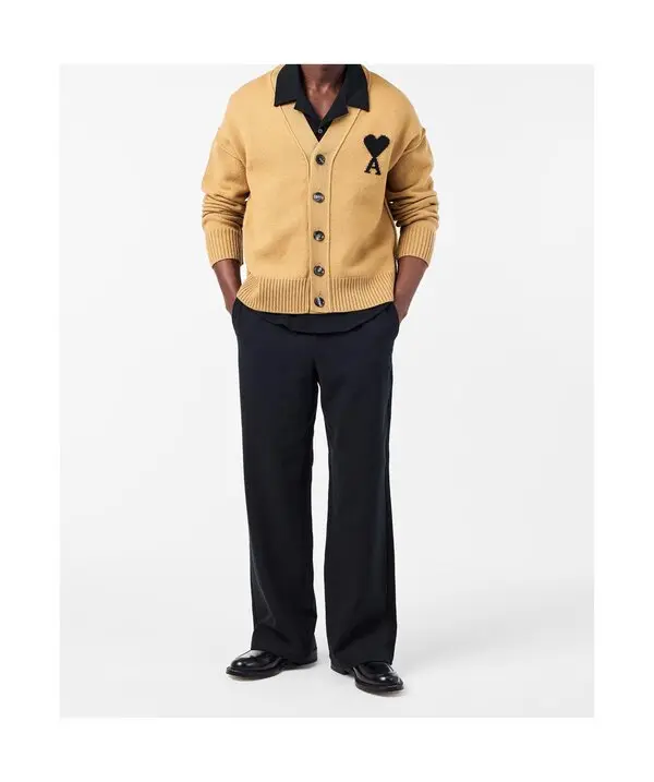 AMI Paris Knitted Cardigan With Logo Detail