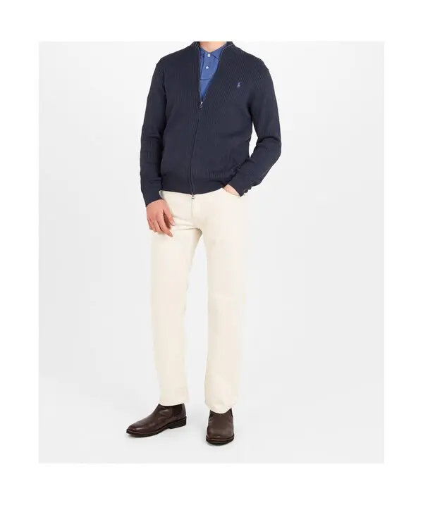 Polo Ralph Lauren Ribbed Knit Full-zip Sweater With Stand Collar