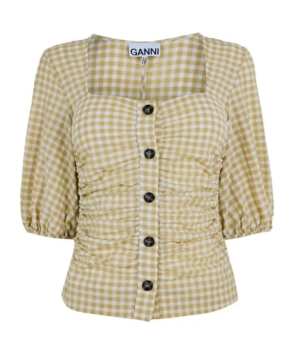 GANNI Checked Blouse
