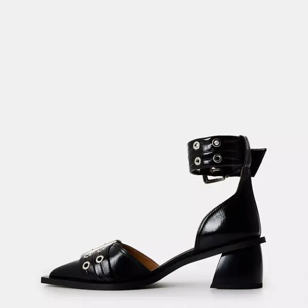 GANNI Buckled Block Court Shoes