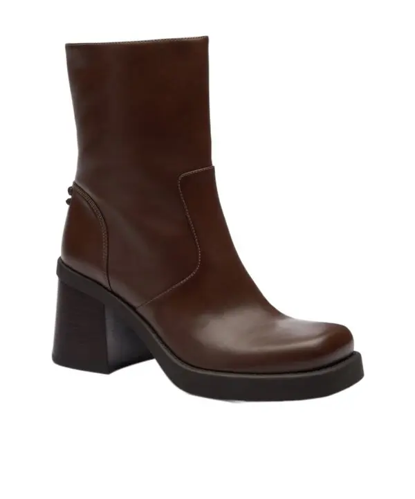 COACH Leather Ankle Heeled Boots - Brown