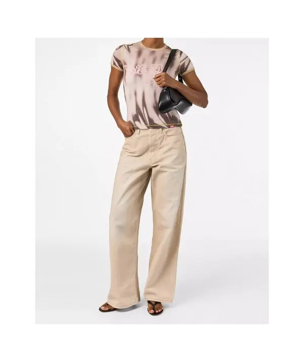 DIESEL® Crew Neck Printed Short Sleeve T-shirt - Nude