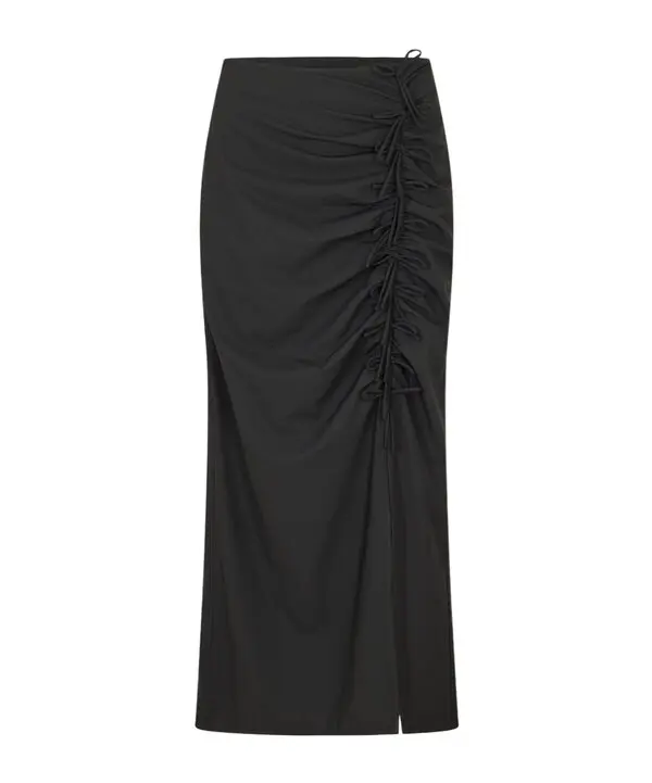 GANNI Solid Color Minimalist Fashion Midi Skirt
