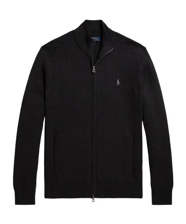 Polo Ralph Lauren Full-zip Knitted Jacket With Stand Collar