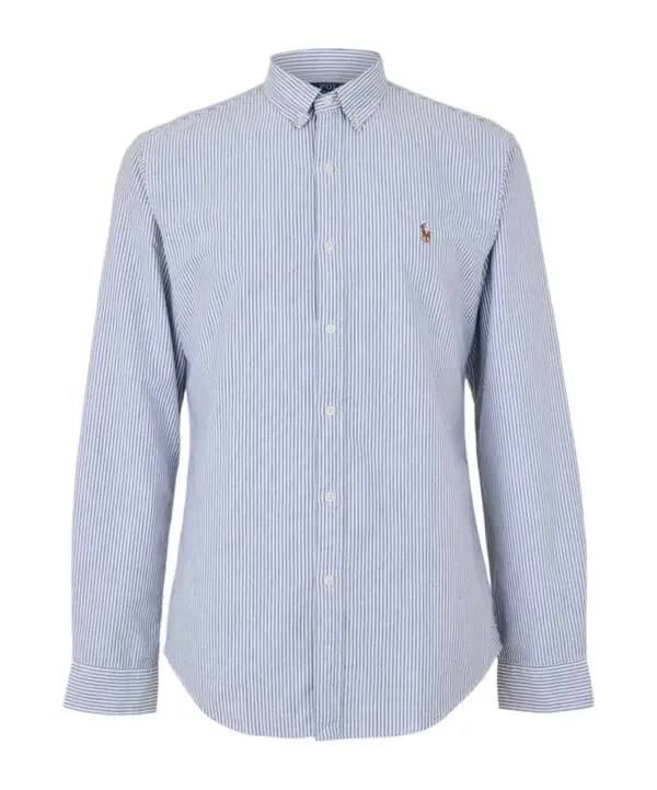 Polo Ralph Lauren Slim Fit Striped Oxford Shirt - Blue