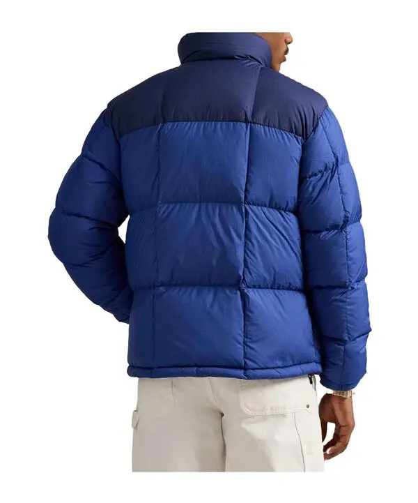 Polo Ralph Lauren Color-blocked Down Jacket With Detachable Hood - Blue