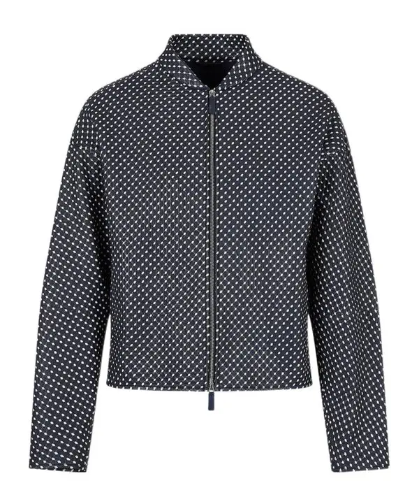 Emporio Armani Cropped Polka Dot Zip-up Jacket