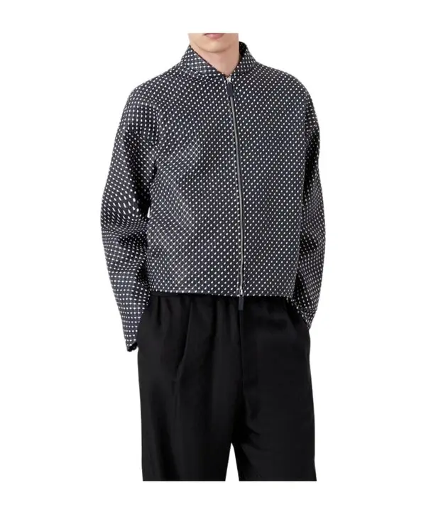 Emporio Armani Cropped Polka Dot Zip-up Jacket
