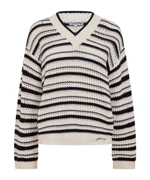 GANNI Striped Long Sleeve Knitwear