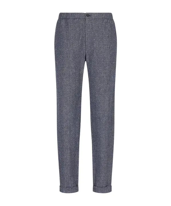 Emporio Armani Textured Woven Cropped Trousers