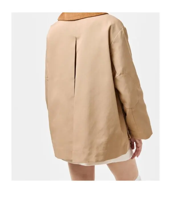 GANNI Camel Twill Midi Jacket With Contrasting Collar
