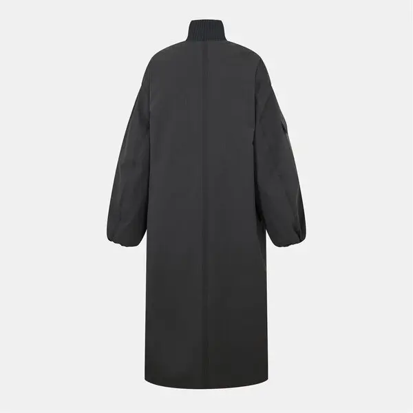 GANNI Long Casual Jacket With Stand-up Collar And Zip Closure