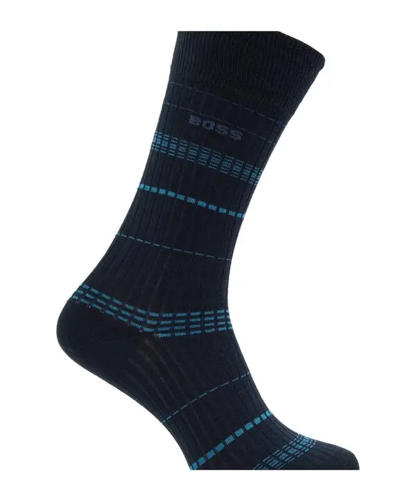 Hugo Boss Three Pairs Of Classic Striped Ribbed Socks - Black