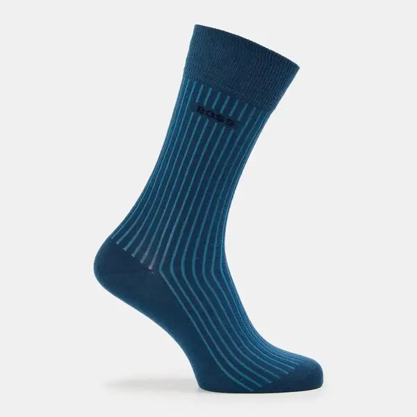 Hugo Boss Three Pairs Of Classic Striped Ribbed Socks