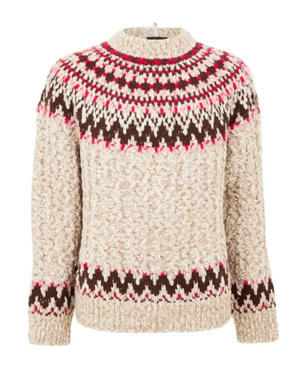 Moncler Fair Knit Sweater With Three-color Collar - Nude
