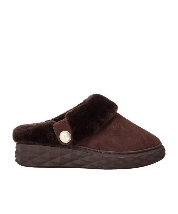 JIMMY CHOO Suede Shearling Lined Slippers