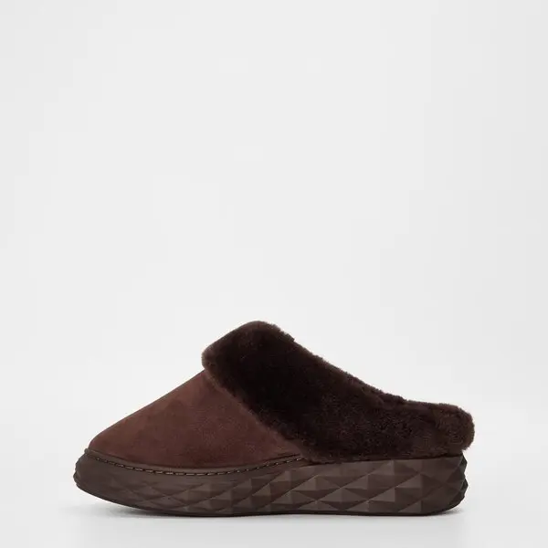 JIMMY CHOO Suede Shearling Lined Slippers
