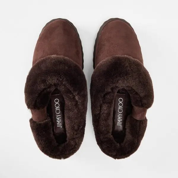 JIMMY CHOO Suede Shearling Lined Slippers