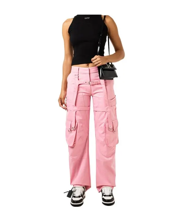 Off-White Cropped Ribbed Mock Neck Halter Tank Top - Black