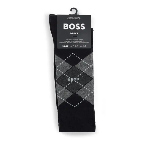 Hugo Boss Breathable Diamond Pattern Mid-calf Socks