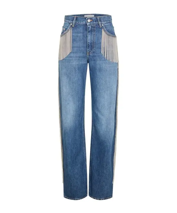 Stella McCartney Fringe Wide Leg Jeans - Blue