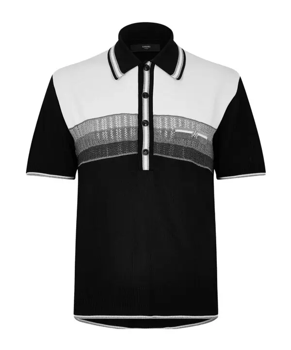 Amiri Color-block Hollow Knit Short-sleeve Polo