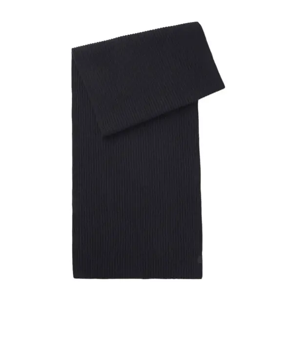 Hugo Boss Ribbed Knit Scarf With Logo Detail