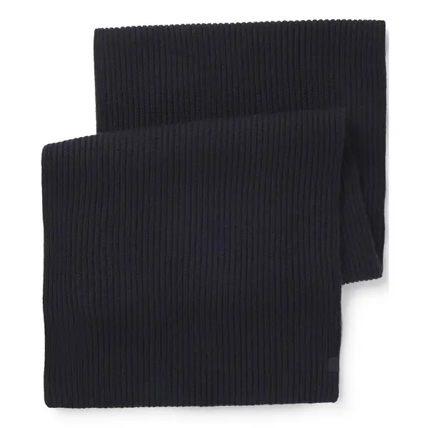 Hugo Boss Ribbed Knit Scarf With Logo Detail