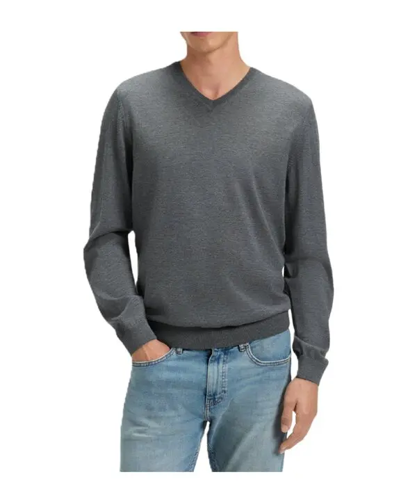 Hugo Boss Grey V-neck Knit Sweater