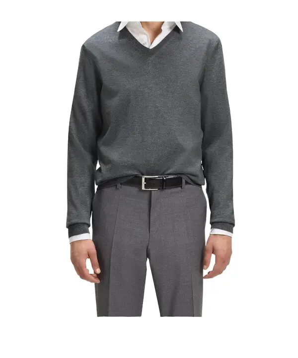 Hugo Boss Grey V-neck Knit Sweater