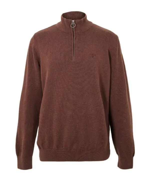 Barbour Half-zip Stand-up Collar Knit Sweater - Umber
