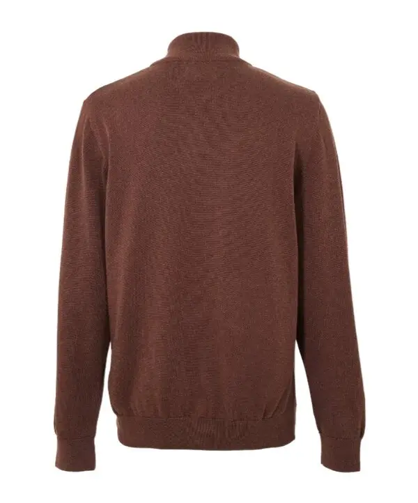 Barbour Half-zip Stand-up Collar Knit Sweater - Umber