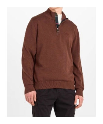 Barbour Half-zip Stand-up Collar Knit Sweater - Umber