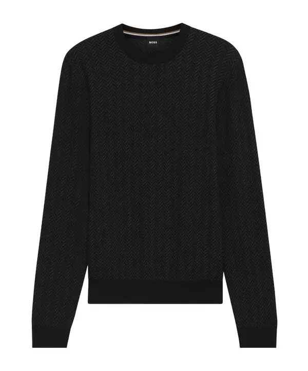 Hugo Boss Herringbone Crew Neck Knit Sweater