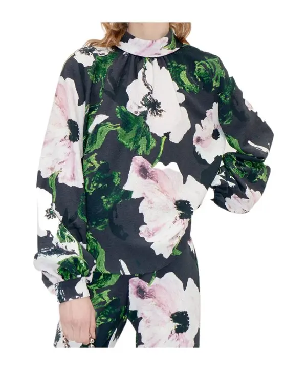 Stine Goya Long Sleeve Floral High Neck Top