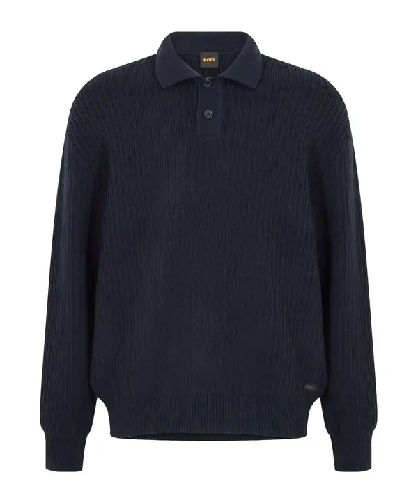 Hugo Boss Vertical Rib Knit Polo Shirt