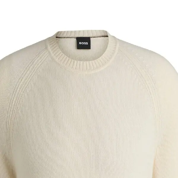 Hugo Boss Off-white Raglan Crew Neck Knit Sweater