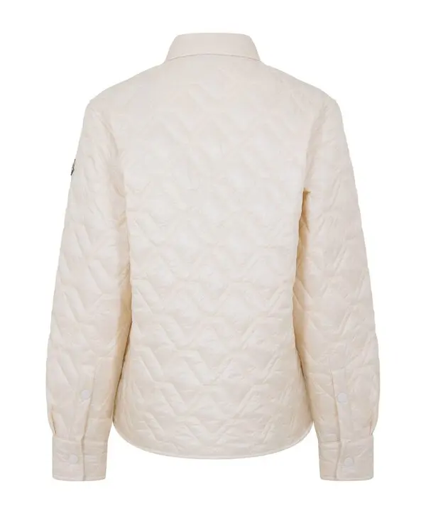 Moncler Quilted Check Shirt Down Jacket - White