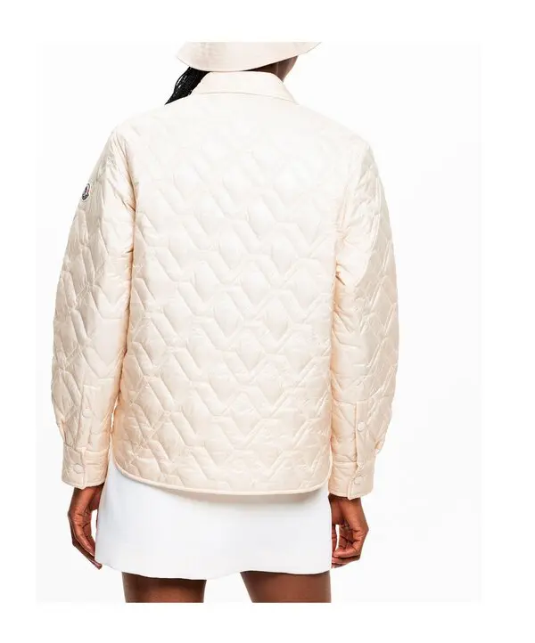 Moncler Quilted Check Shirt Down Jacket - White