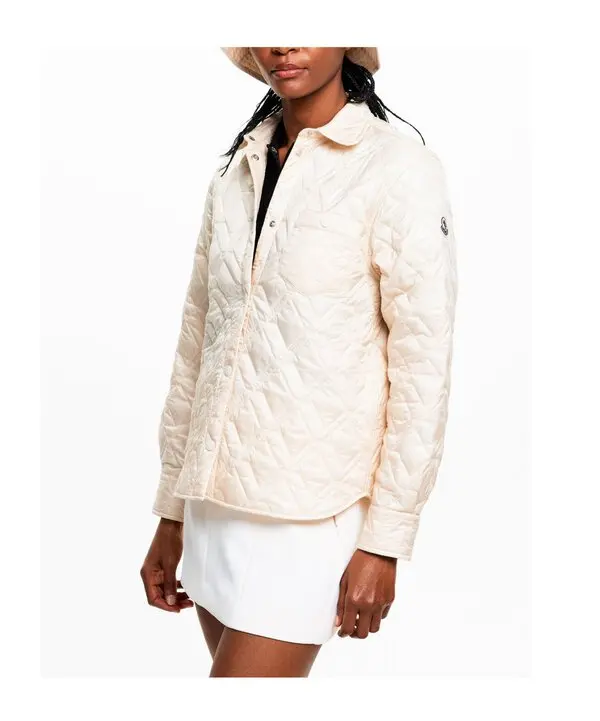 Moncler Quilted Check Shirt Down Jacket - White