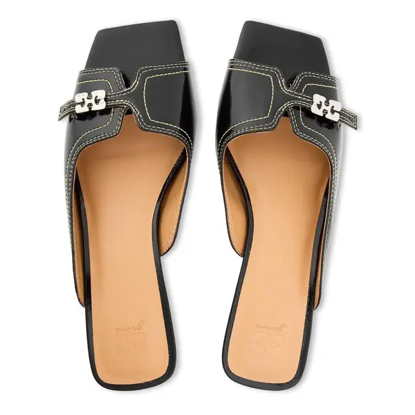GANNI Open-toe Wedge Mules With Embellished Vamp