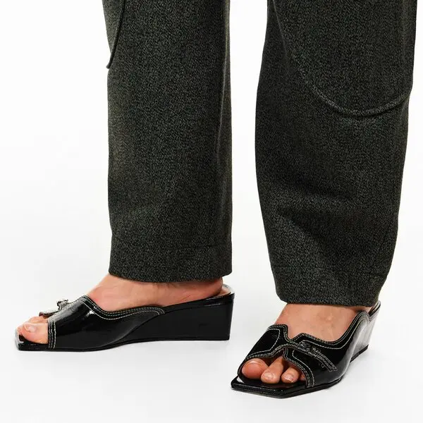 GANNI Open-toe Wedge Mules With Embellished Vamp