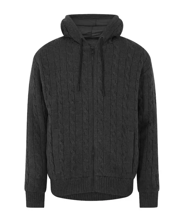 Hugo Boss Cable Knit Hooded Zip Cardigan