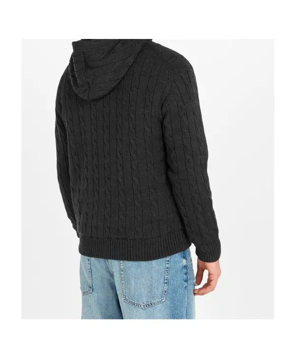 Hugo Boss Cable Knit Hooded Zip Cardigan