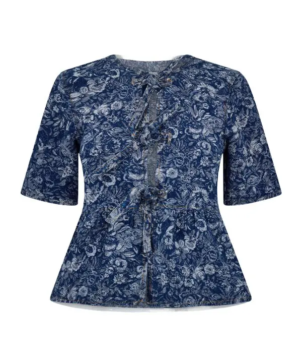 GANNI Peplum Tie Blouse