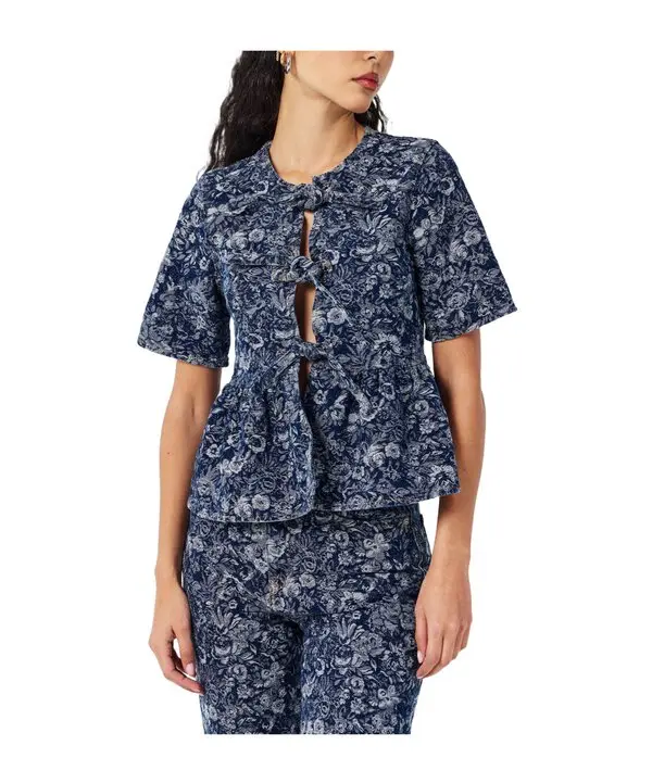 GANNI Peplum Tie Blouse