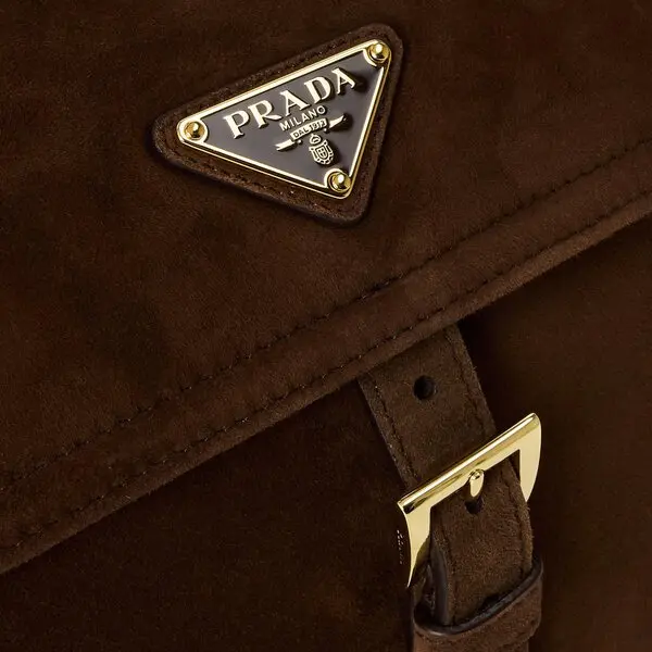 Prada Medium Suede Shoulder Bag - Black