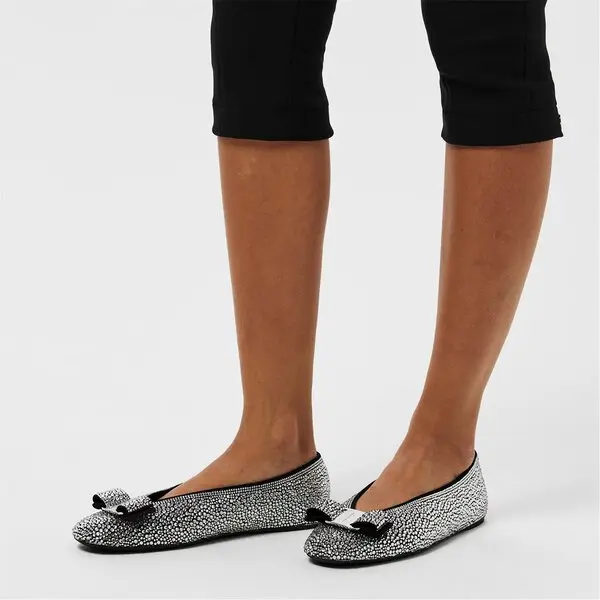 FERRAGAMO Rhinestone Bow Ballet Flats